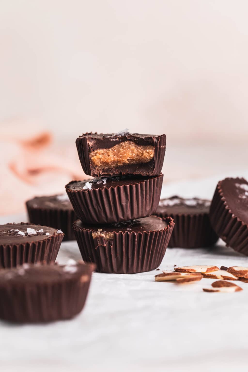 Dark Chocolate Almond Butter Cups - Our Nourishing Table