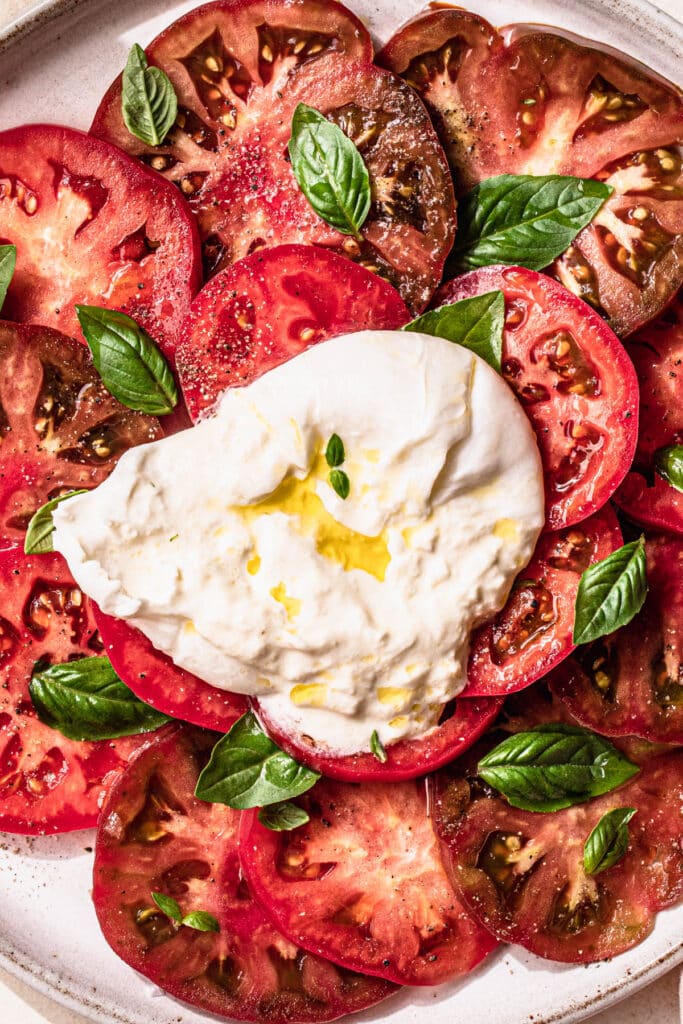Burrata Caprese Salad with Heirloom Tomatoes - Our Nourishing Table