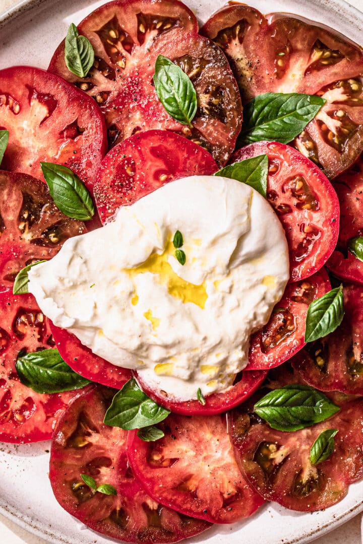Burrata Caprese Salad with Heirloom Tomatoes - Our Nourishing Table