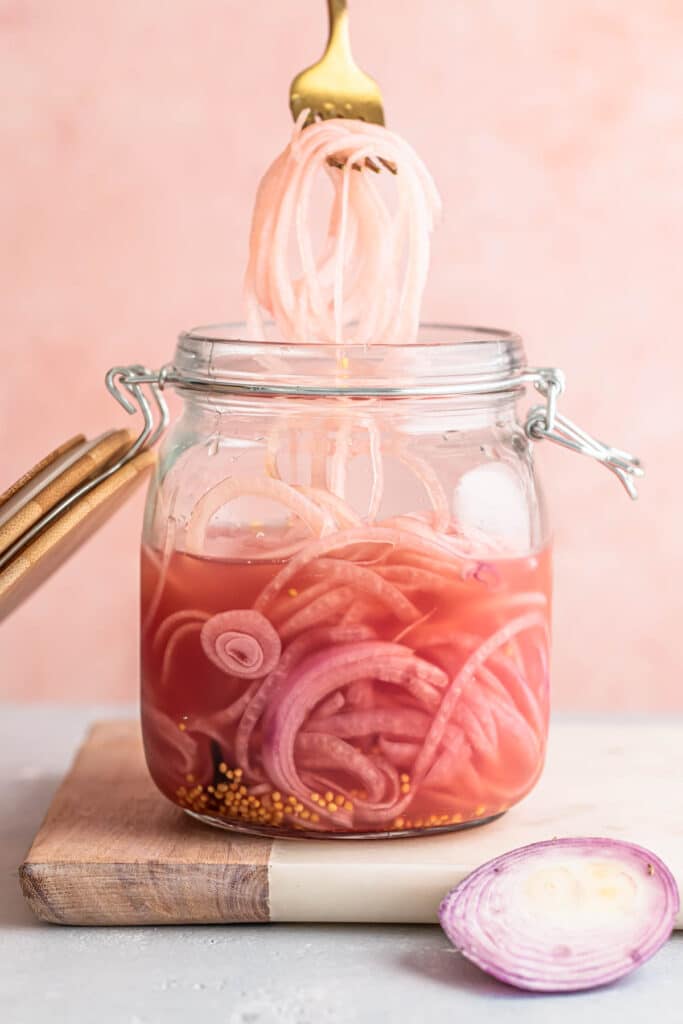 Quick Pickled Red Onions No Cook - Our Nourishing Table