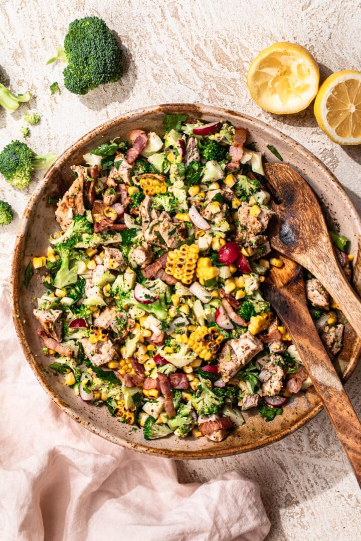 Grilled Chicken, Charred Corn and Broccoli Salad - Our Nourishing Table