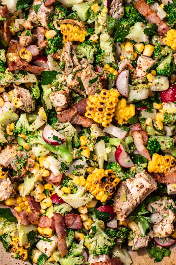 Grilled Chicken, Charred Corn and Broccoli Salad - Our Nourishing Table