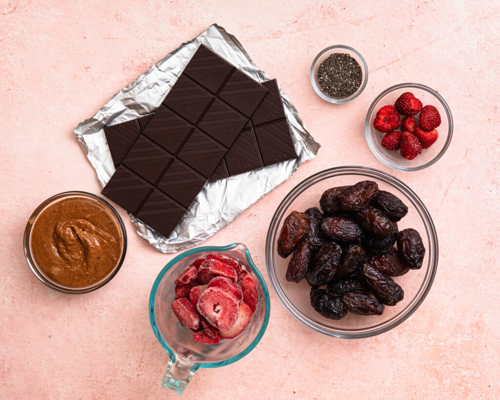 Almond Butter & Strawberry Date Bark - Our Nourishing Table